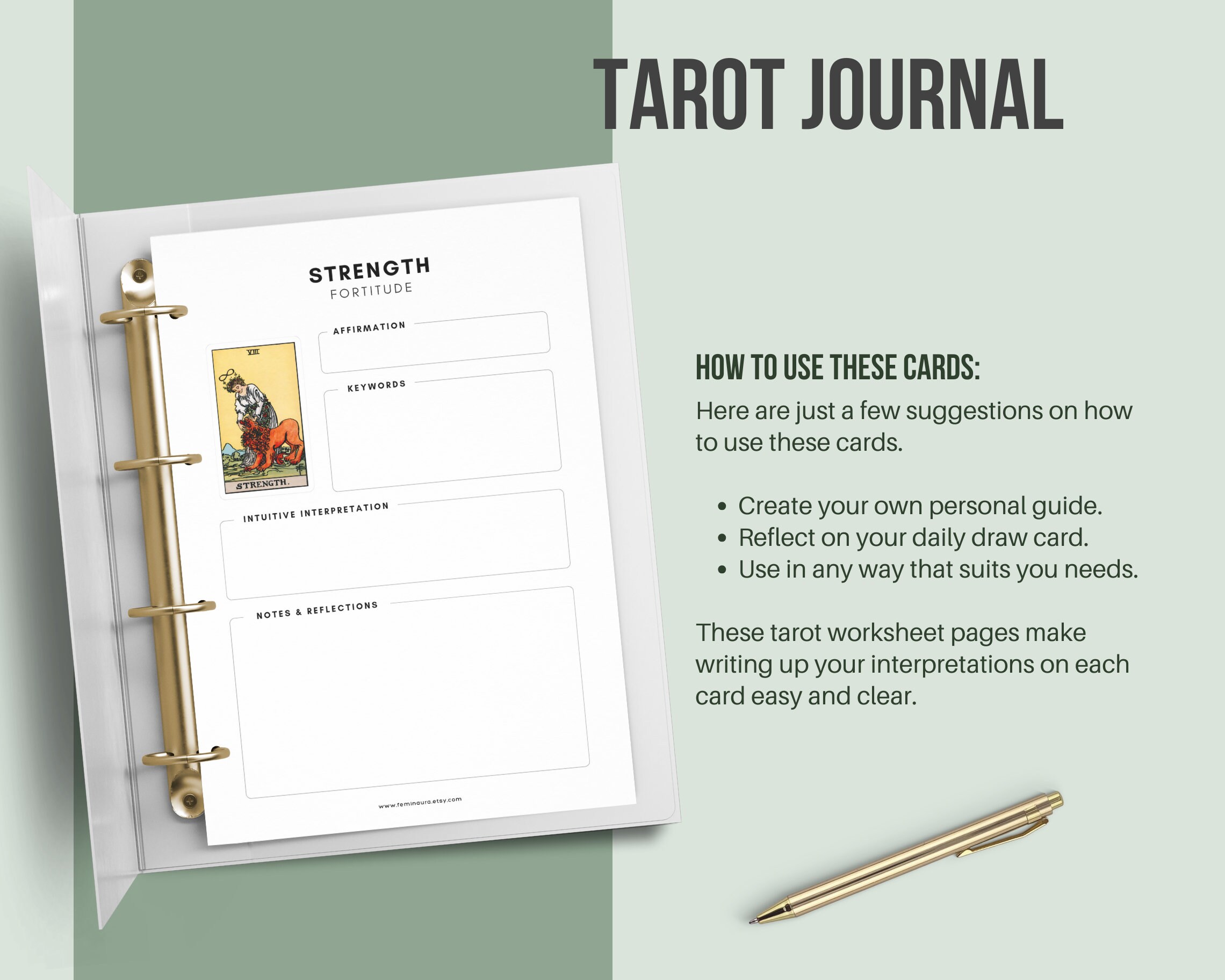 Tarot Worksheet Pages Printable Tarot Binder Tarot Journaling DIY ...