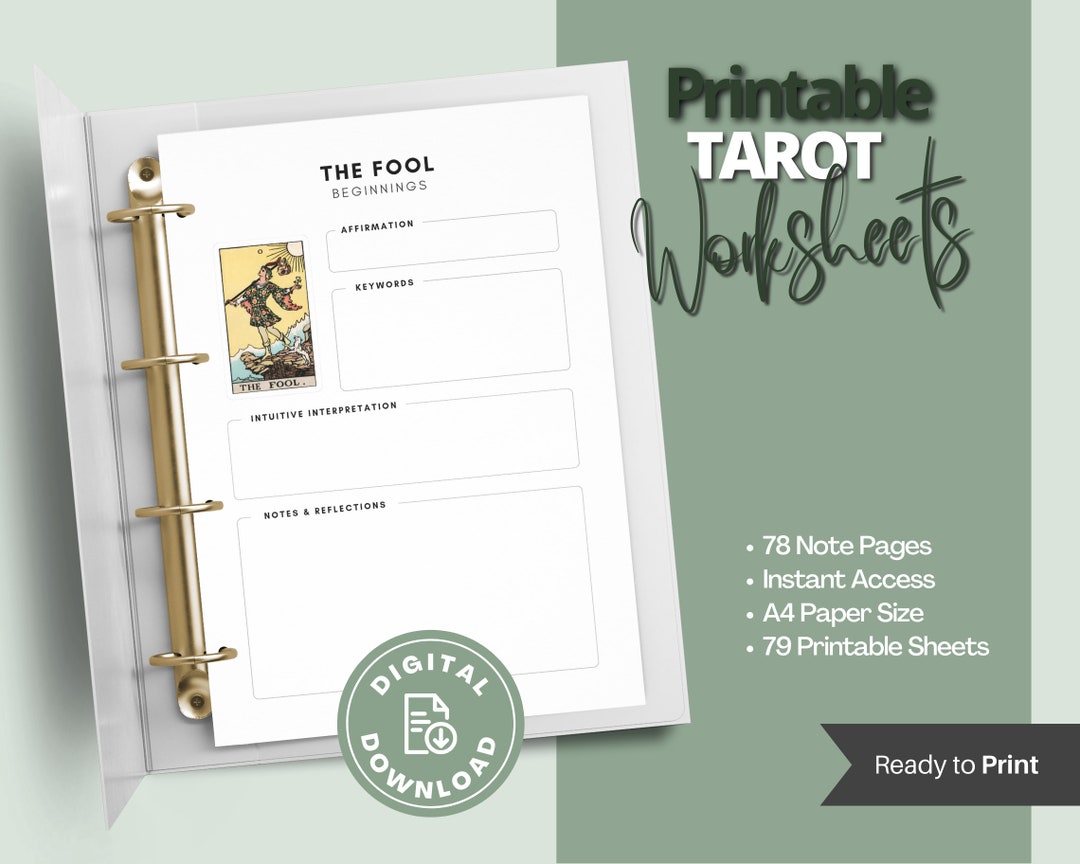 Tarot Worksheet Pages | Printable Tarot Binder | Tarot Journaling | DIY ...
