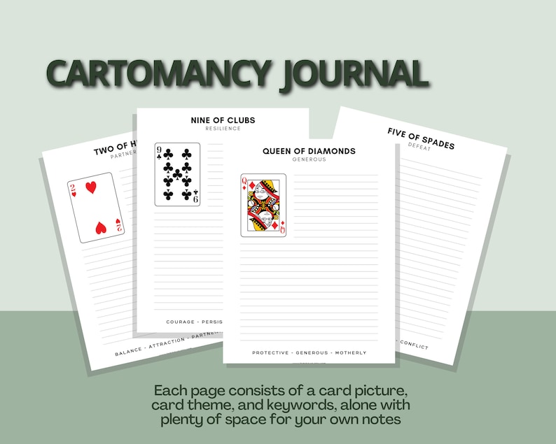 Cartomancy Note Pages | Printable Cartomancy Binder | Cartomancy ...