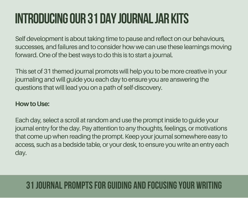 31 Day Evening Journal Jar Kit | Journaling Kit | DIY Journal Jar ...