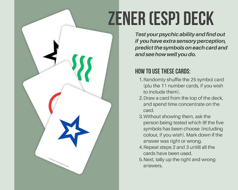 Zener (ESP) Cards | DIY Training Deck | ESP Cards | Psychic Training ...