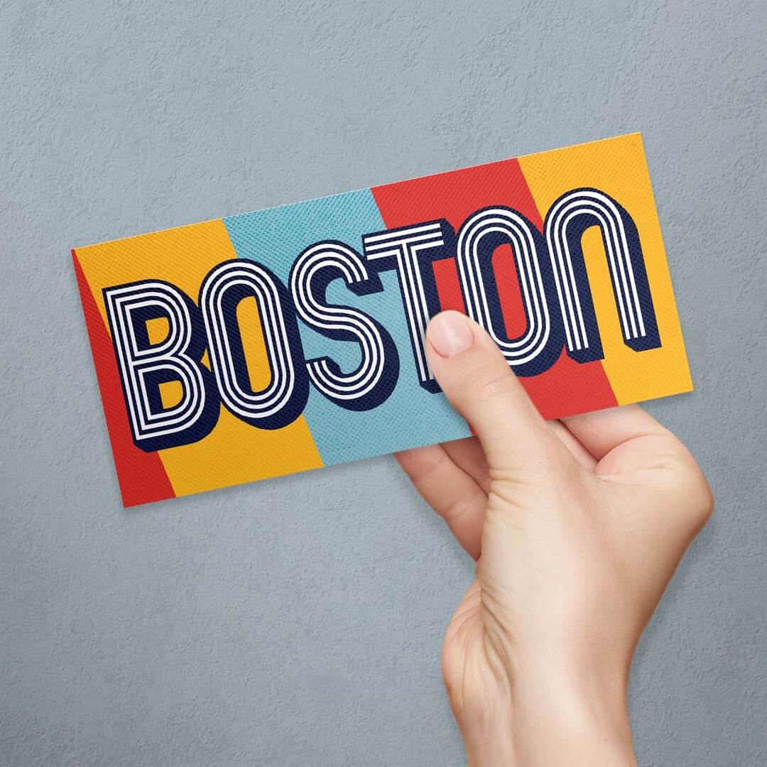 Bumper Sticker; Boston Retro 70s Colors, for Laptop, Car Window, Cooler ...