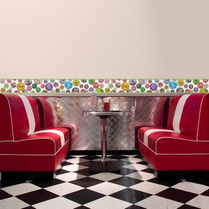 Colorful Soda Pop Bottle Caps Wall Decal Border, Peel & Stick 6 X 48 ...