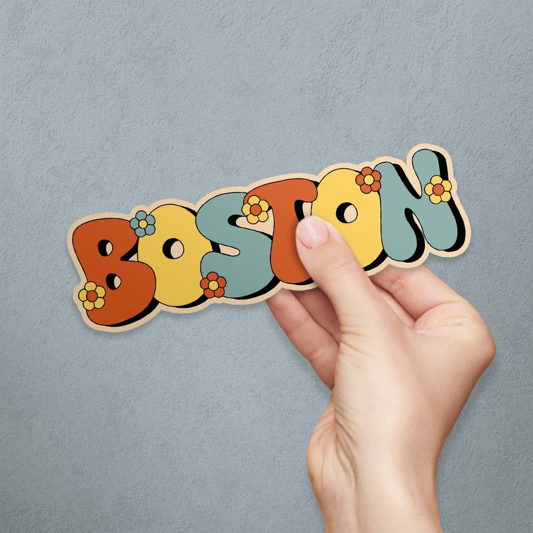 Boston MA Vinyl Bumper Sticker, Funky Flower Retro Travel Decal - Etsy