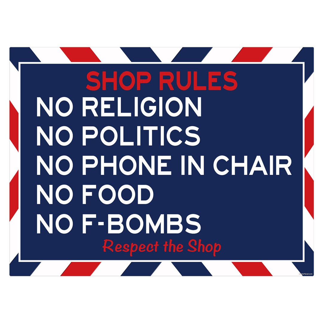 Wall Decal: Barber Shop Rules, Vintage Style Wall Sticker, Old Time ...