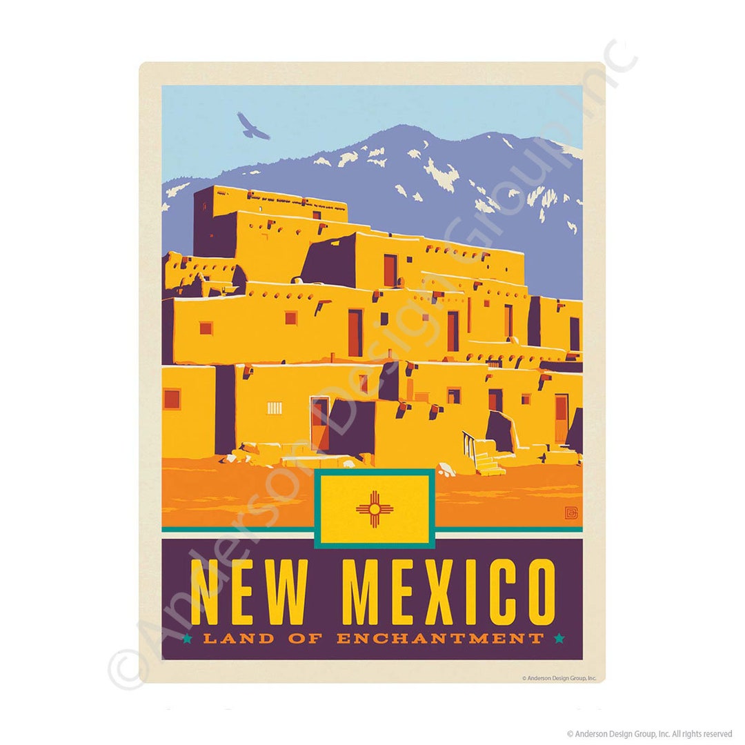 Mini Vinyl Sticker New Mexico Land of Enchantment State Taos Pueblo ...