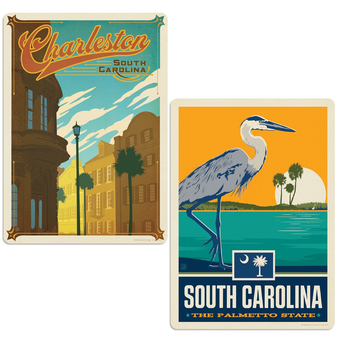 Sticker Set; Charleston South Carolina Palmetto State, Set of 2 ...