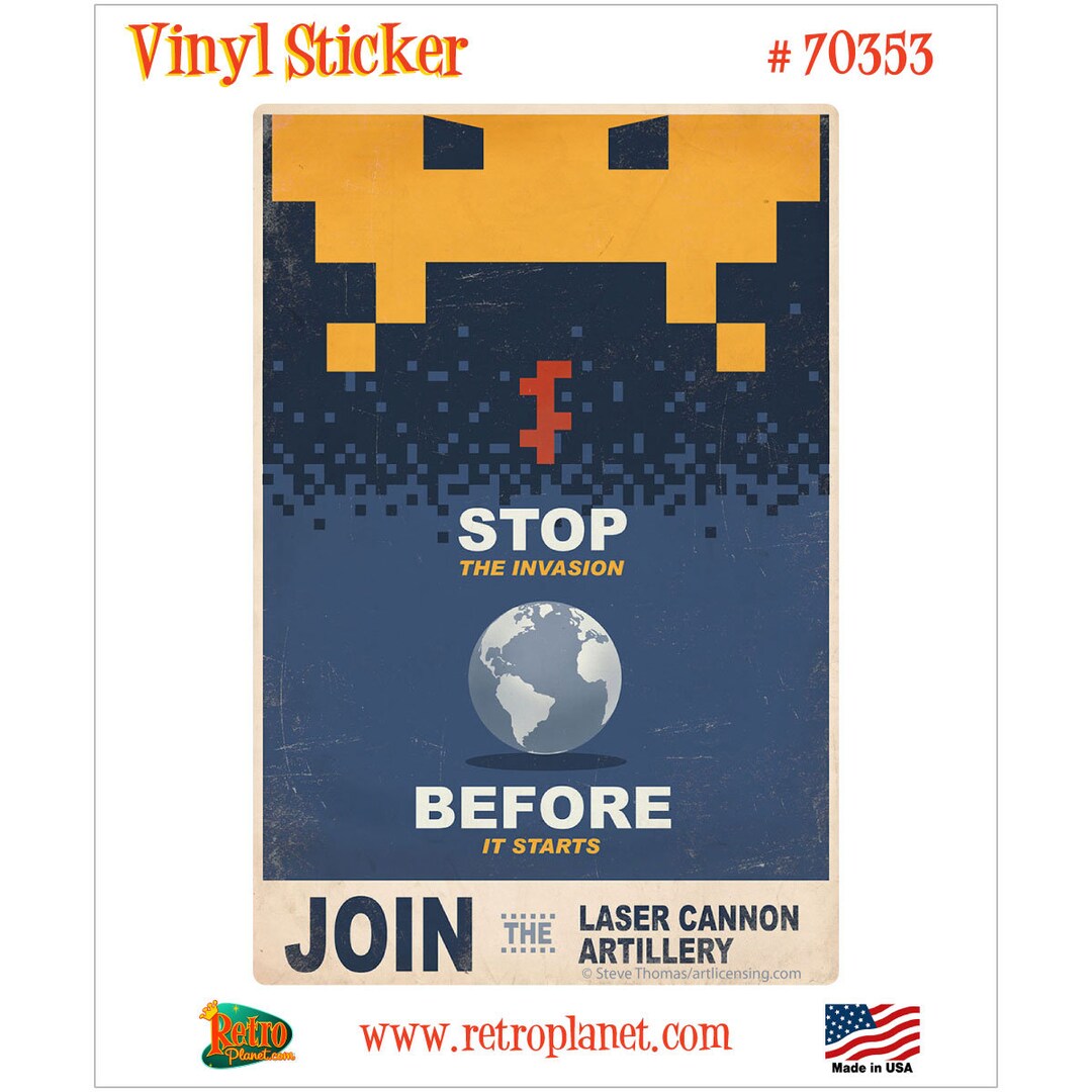 Stop the Space Invaders Vinyl Sticker - Etsy