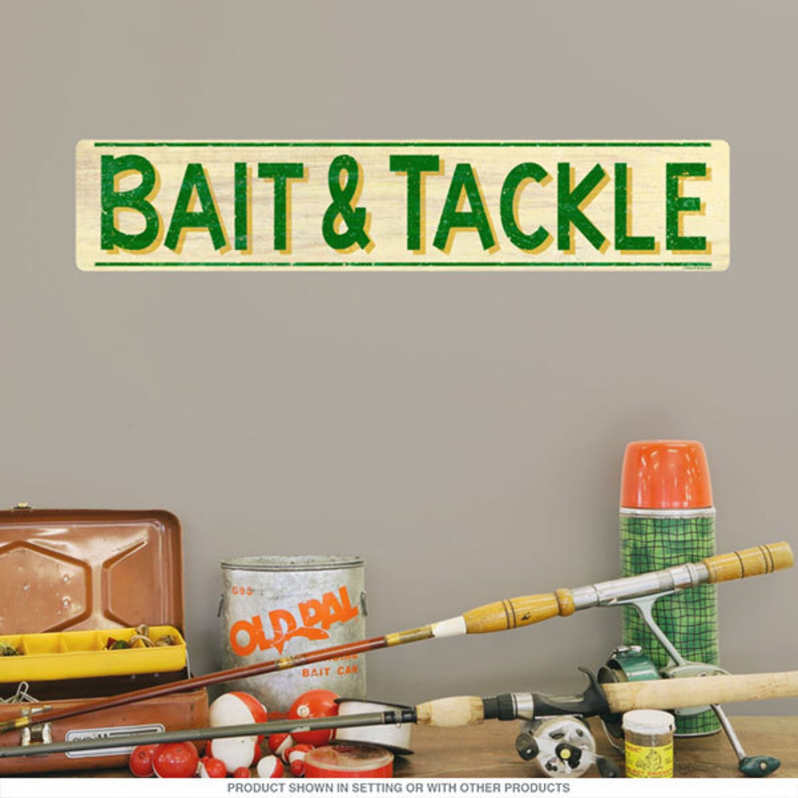 Bait Tackle Rustic Fishing Wall Decal Green - Etsy