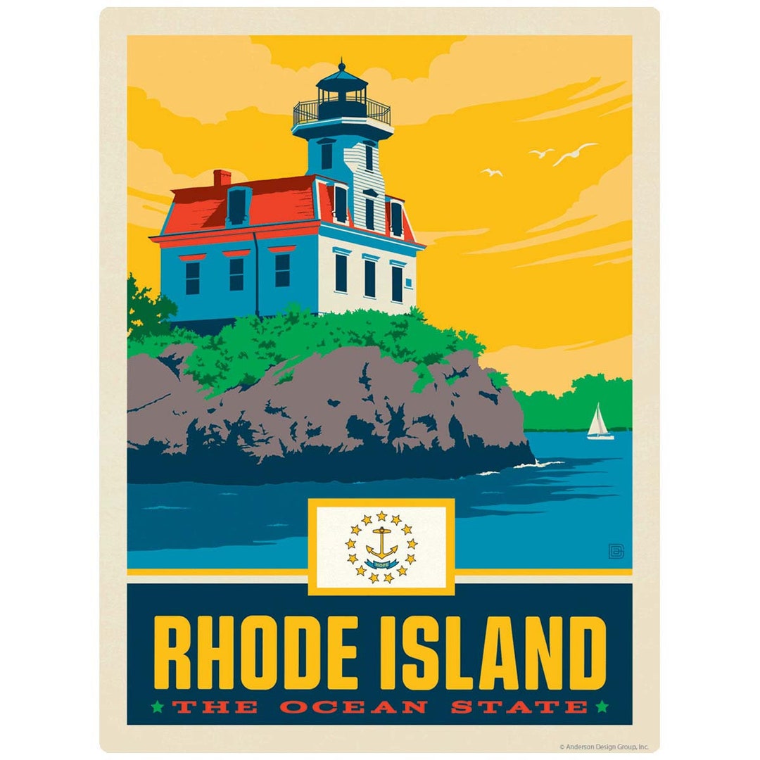 Bumper Sticker: Rhode Island Ocean State Pomham Rocks Lighthouse Vinyl ...