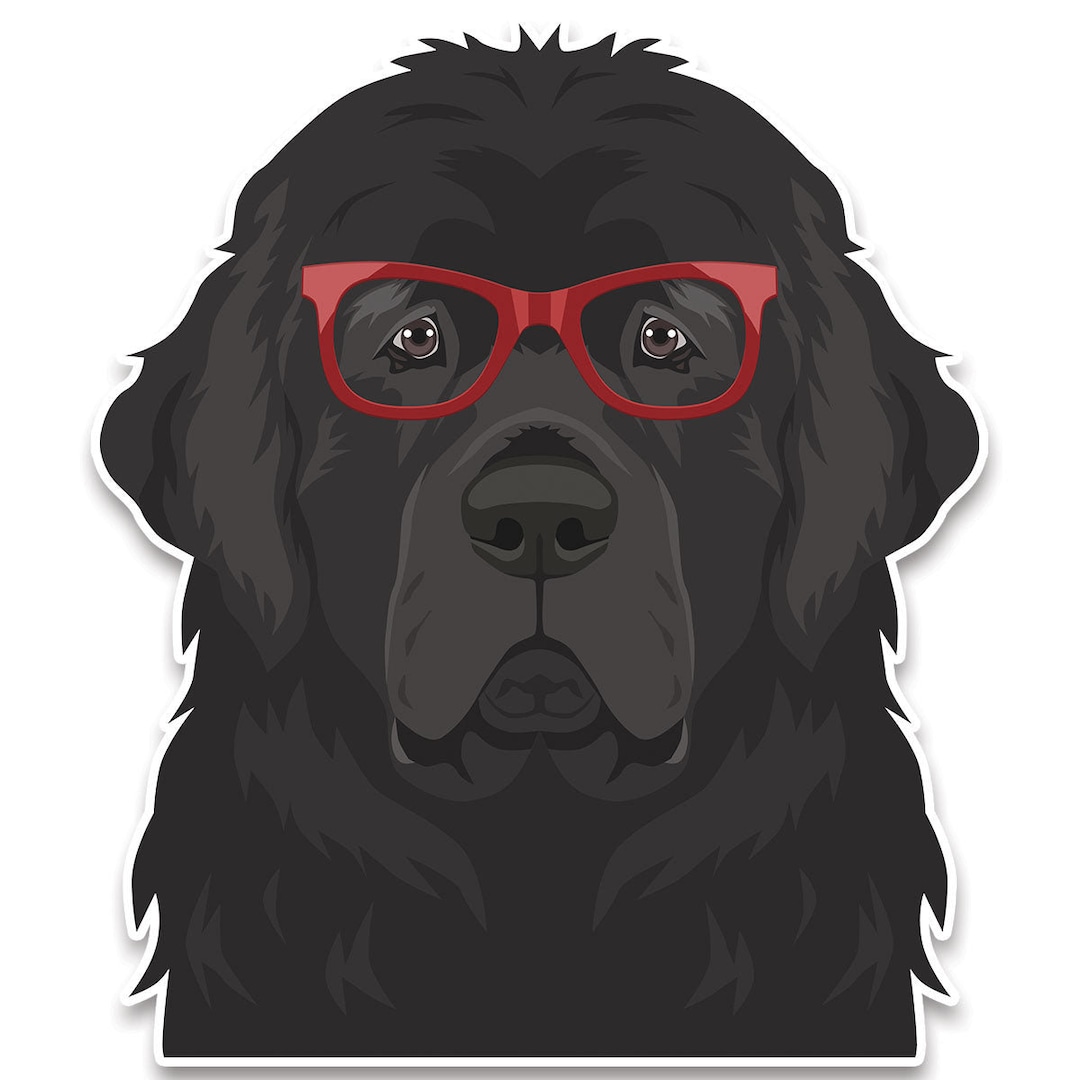 Newfoundland Dog Wearing Hipster Glasses Large Vinyl Car Window Sticker ...