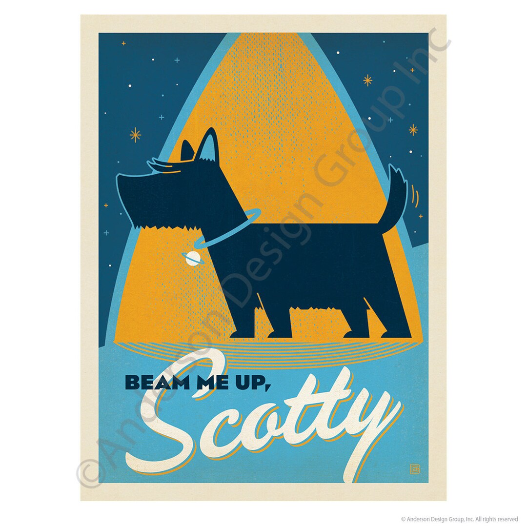 Mini Sticker: Beam Me up Scotty Dog, Mini Waterproof Vinyl Sticker, for ...