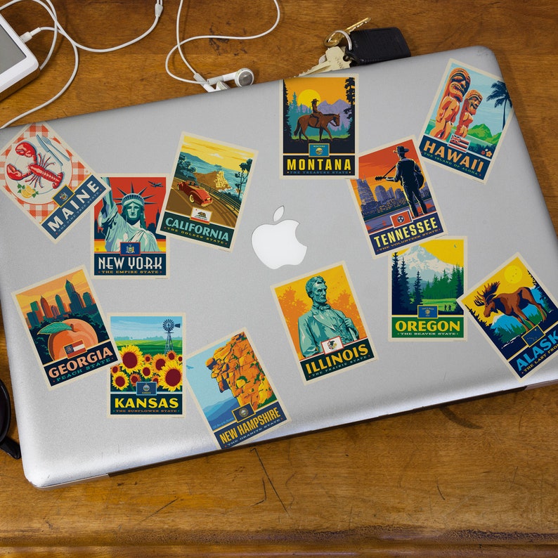 50 States US Travel Vinyl Sticker Set, State Pride Decals, 2 X 3 Inch ...