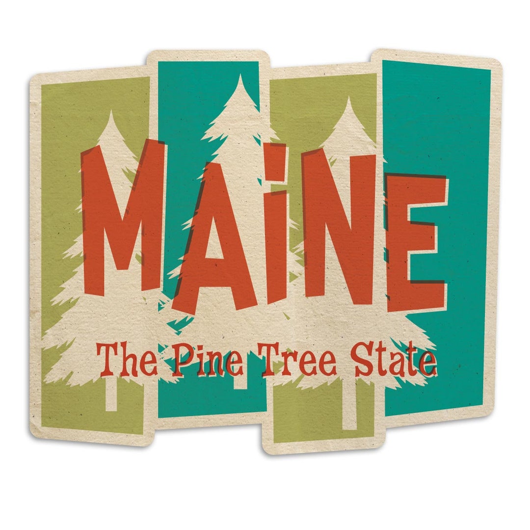 Maine Pine Tree State Retro Die Cut Vinyl Sticker - Etsy