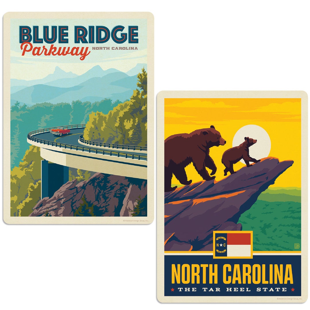Sticker Set; Blue Ridge Parkway North Carolina, Set of 2, Waterproof ...