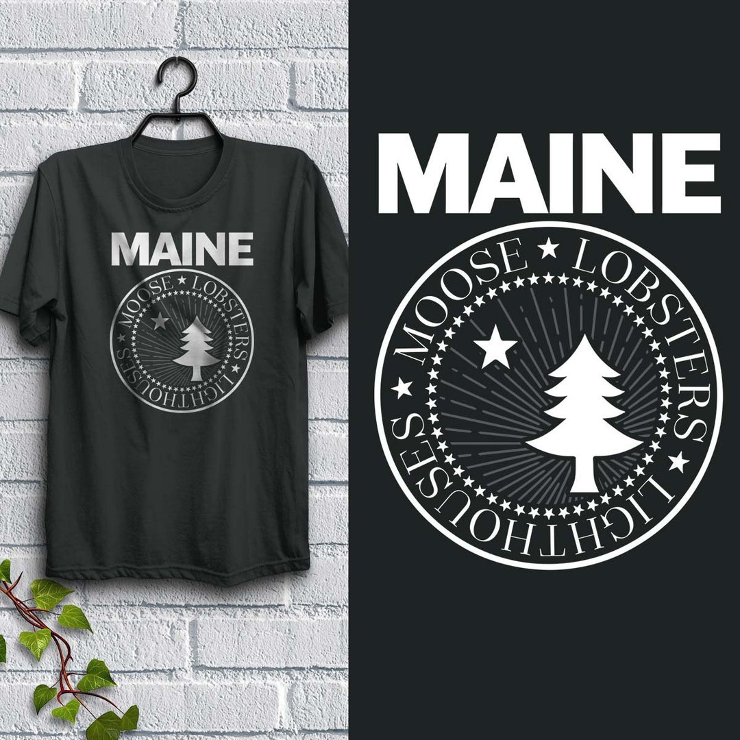 T-shirt; Maine Punk Rock Lobsters Lighthouses Moose Black T-shirt, 100% ...