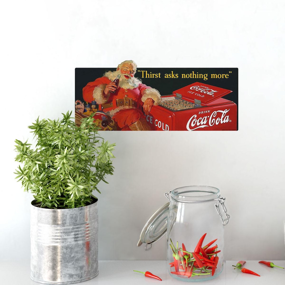 Coca-cola Vinyl Wall Decal, Coke Santa Thirst Asks Nothing More ...