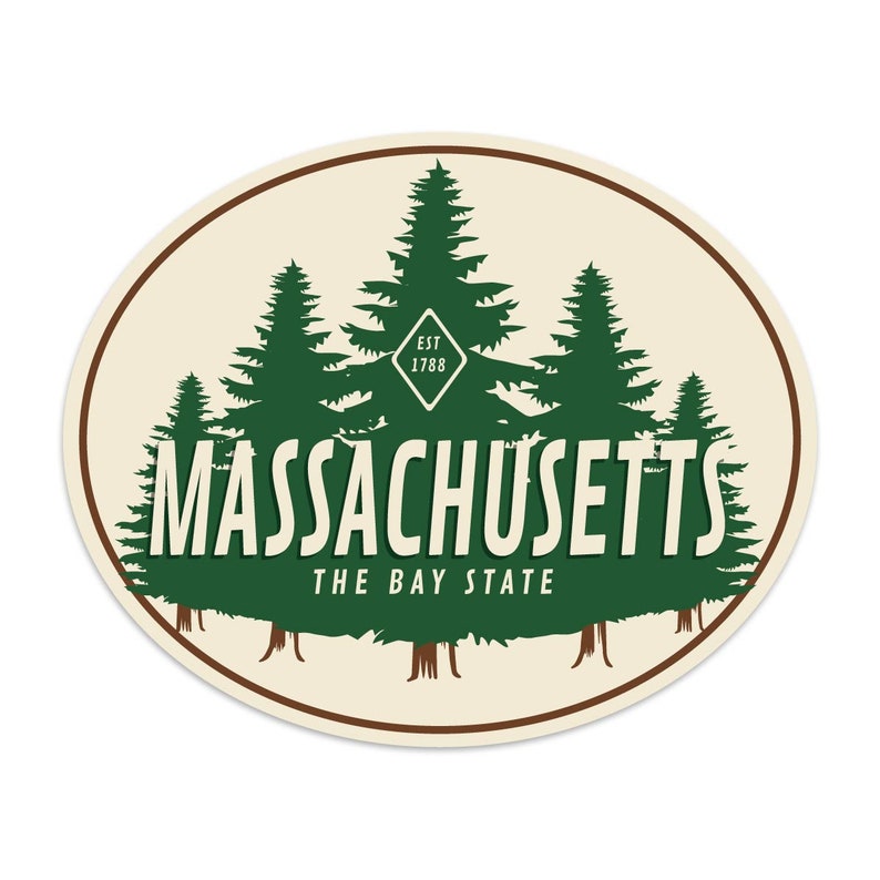 Massachusetts Bay State Oval Die Cut Vinyl Sticker - Etsy