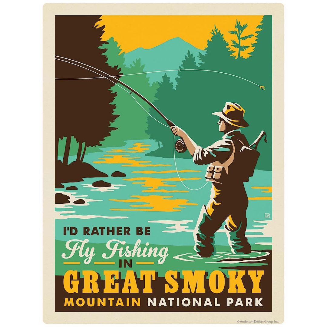 Rather Be Fly Fishing Vinyl Sticker Smoky Mtns National Parkbumper ...