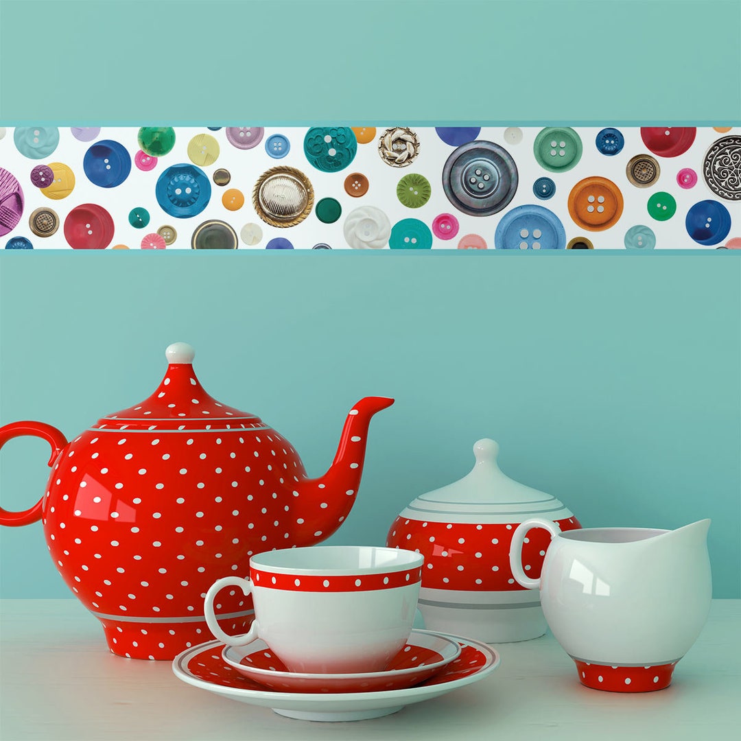 Vintage Buttons Wall Border, Peel & Stick Decal, Craft Room Decor - Etsy
