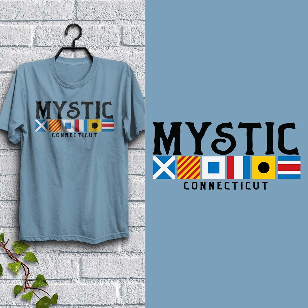Mystic Connecticut Nautical Flags T-shirt, Adult Unisex 100% Cotton S ...