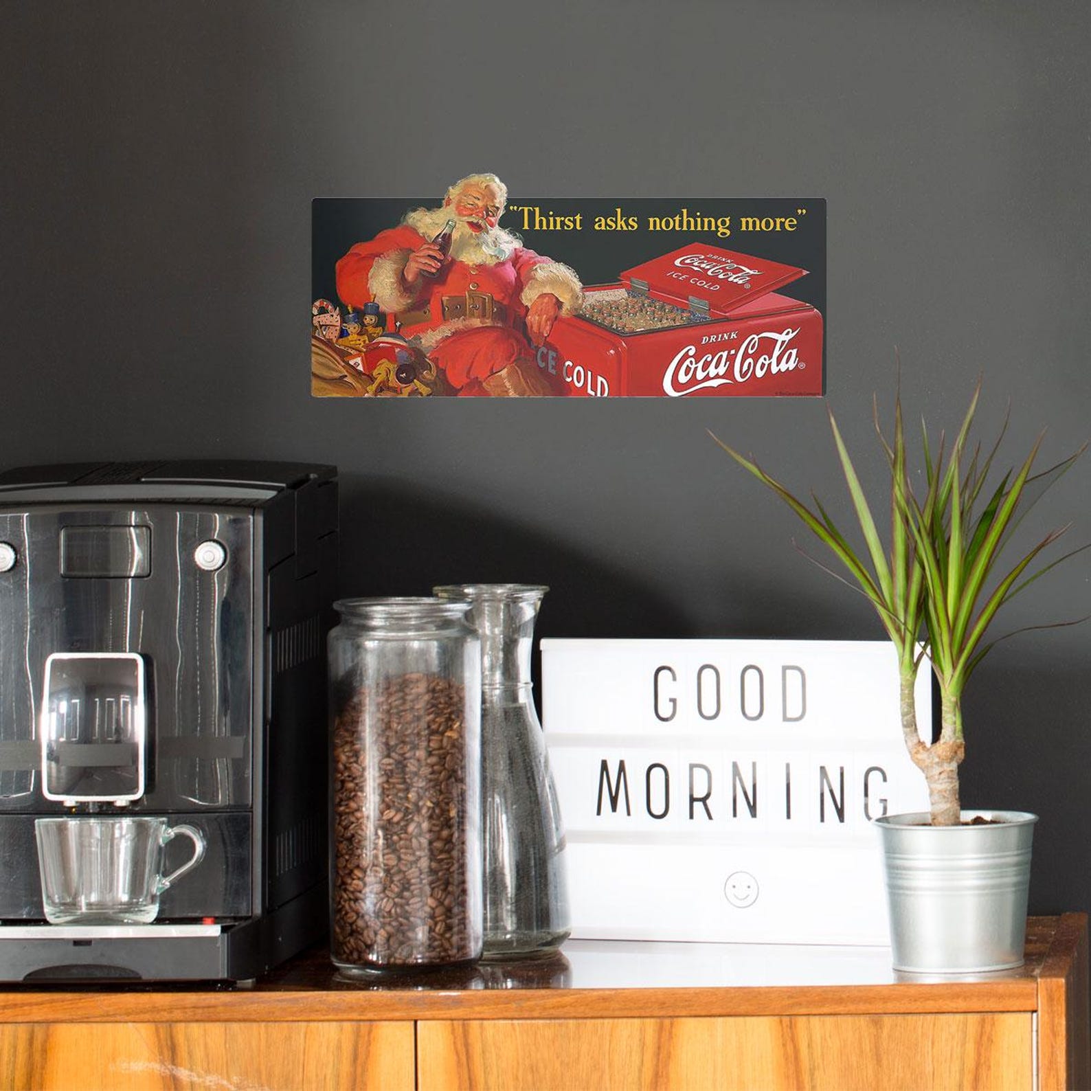 Coca-cola Vinyl Wall Decal, Coke Santa Thirst Asks Nothing More ...