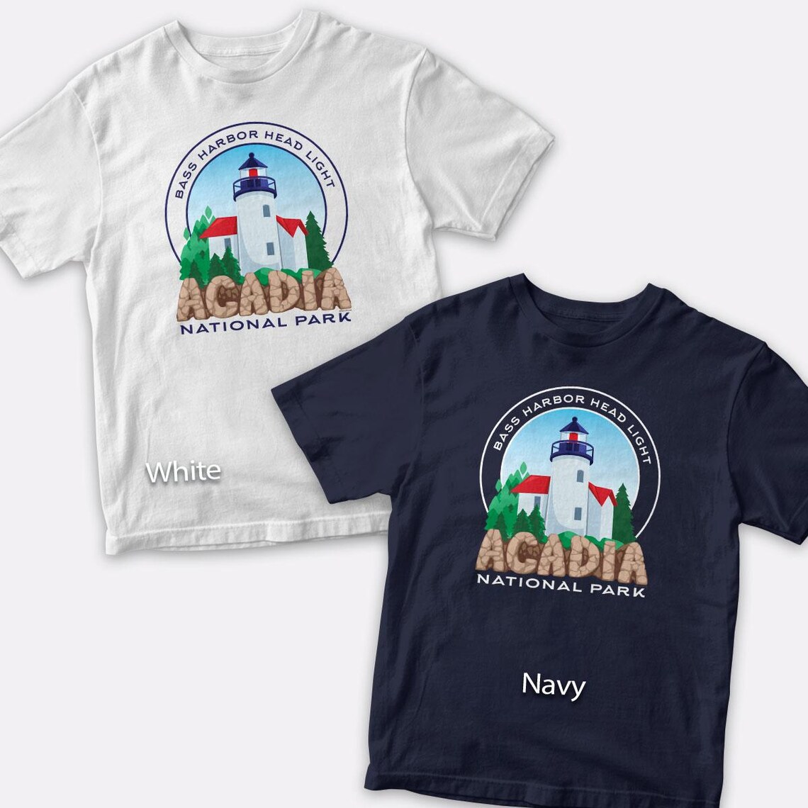 T-shirt; Maine Bass Harbor Head Lighthouse T-shirt Youth, 100% Cotton ...