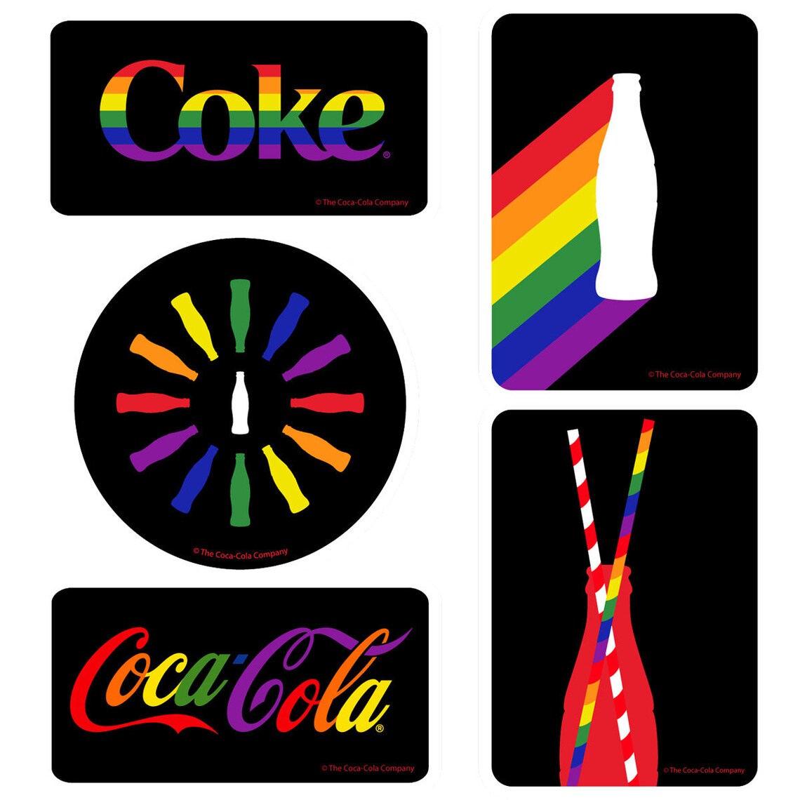 Coca-cola Rainbow & Black LGBTQ Pride Sticker Set of 5 Gloss - Etsy