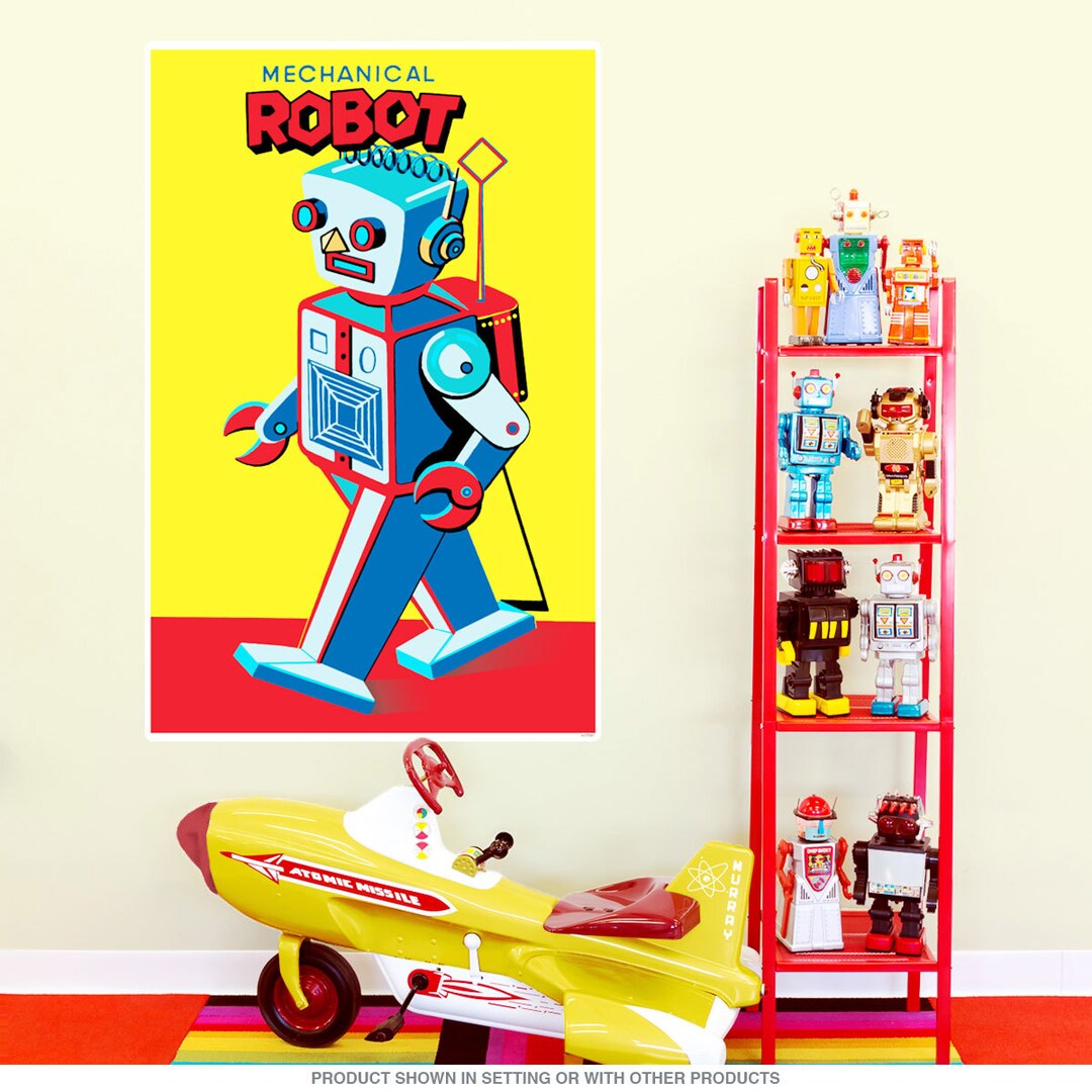 Mechanical Robot Tin Toy Wall Decal - Etsy