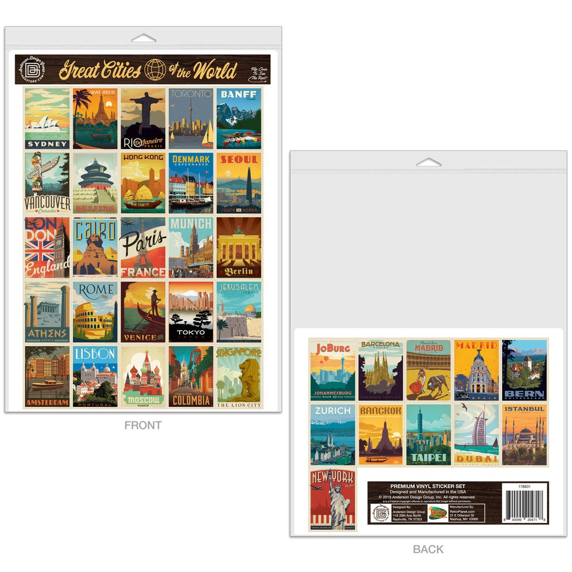 Great World Cities Vinyl Sticker Set of 36 Pieces Global - Etsy