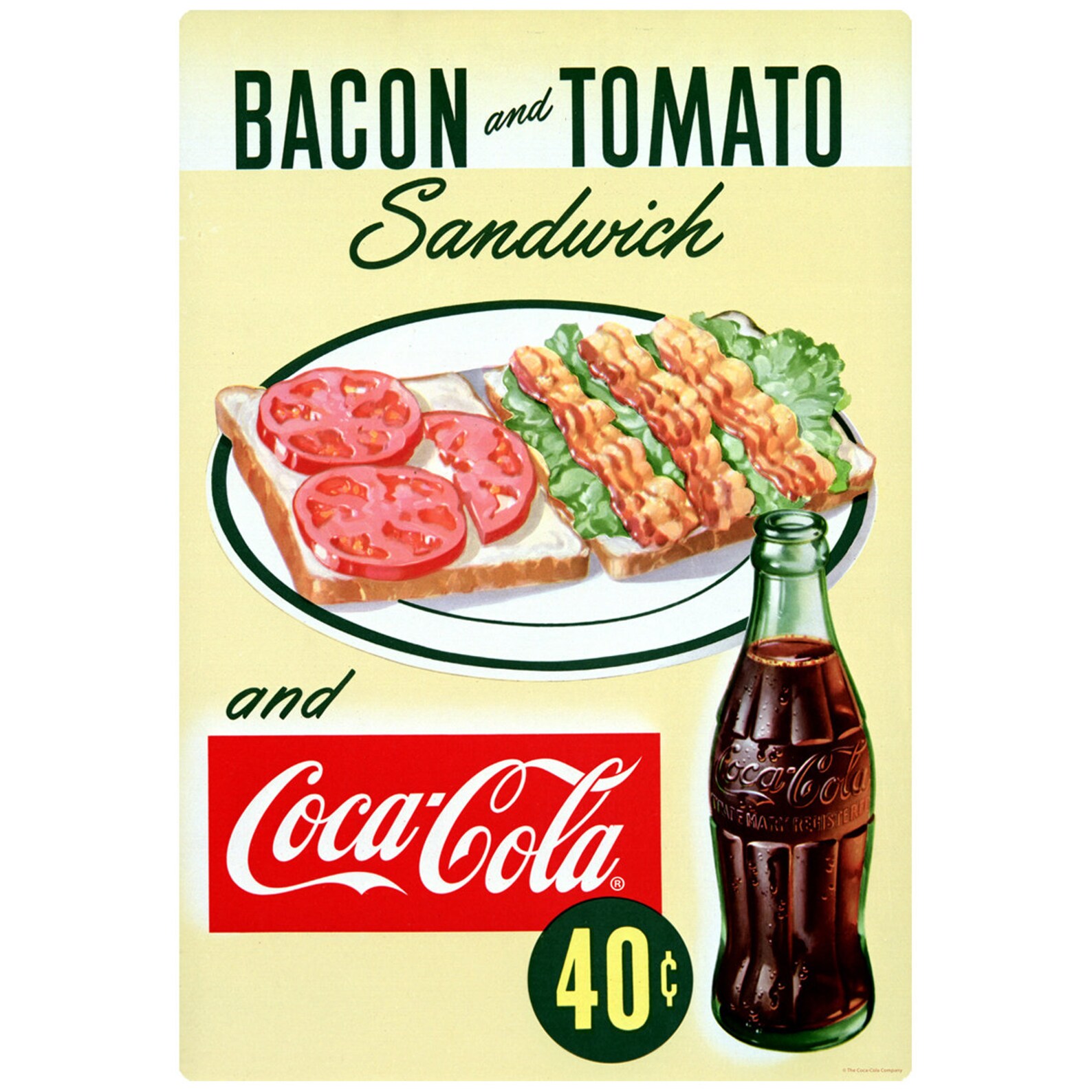 Coca-cola Bacon Tomato Sandwich Wall Decal 1950s Diner - Etsy