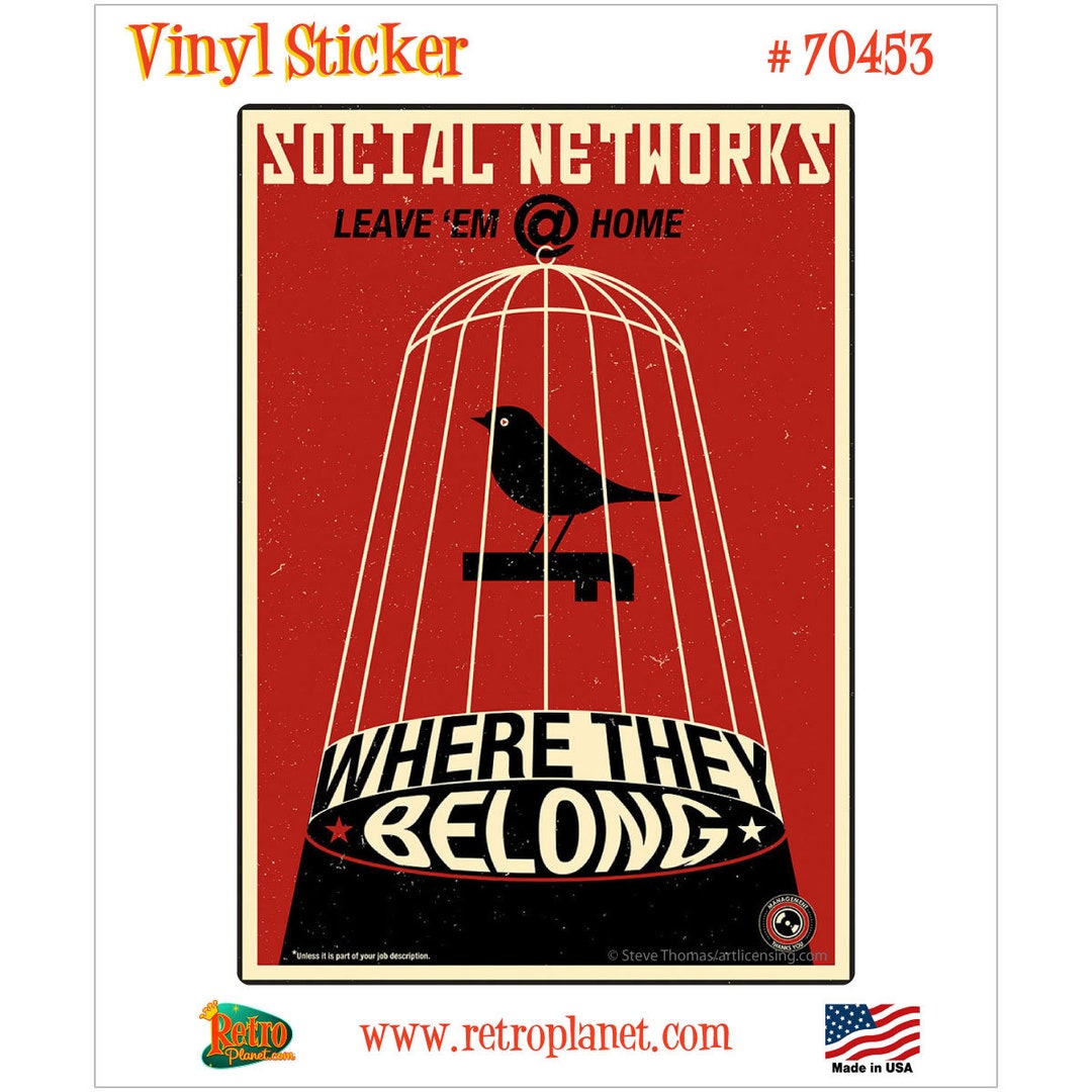 Social Networks Propaganda Vinyl Sticker Vintage Style Office WWII ...