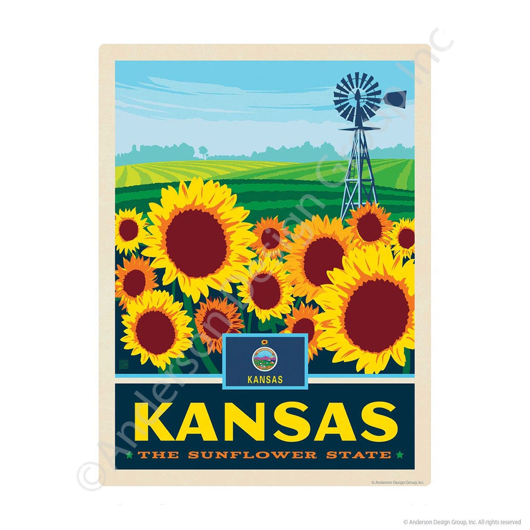 Mini Vinyl Sticker Kansas Sunflower State, Waterproof State Pride ...