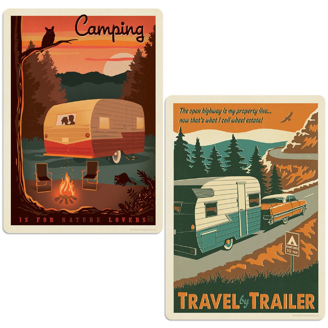 Vinyl Sticker Set of 2: Travel by Trailer Camping–bumper Stickers ...
