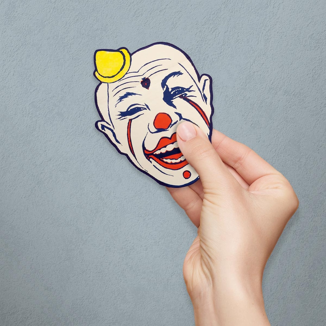 Scary Circus Clown With Hat Vinyl Sticker,creepy Carnival Decor ...