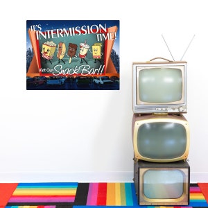 Intermission Time Snack Bar Wall Decal, Lobby Dancing Concession Stand ...