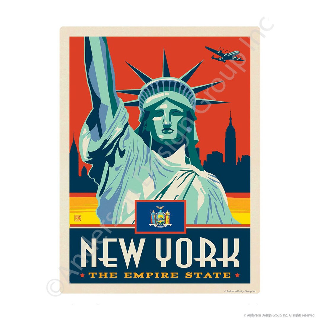 Mini Vinyl Sticker New York Empire State Statue of Liberty, Waterproof ...