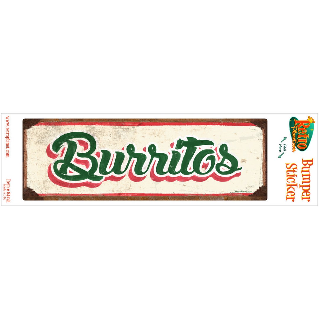 Vinyl Sticker Burritos Mexican Food Sign, Restaurant Decal, Kitchen ...