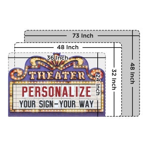 Personalized Theatre Marquee Wall Decal, Customizable Peel and Stick ...