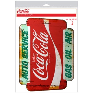 Coca-cola Decal Auto Service Gas Oil Air Marquee Style Distressed–vinyl ...