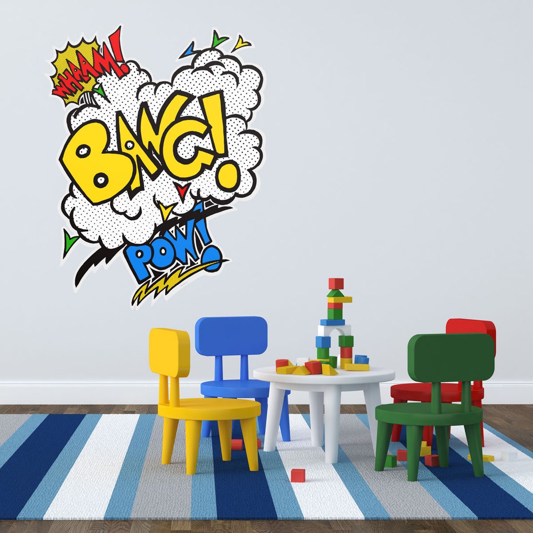Wham Bang Pow Comic Sounds Cut-out Wall Decal, Gameroom Wall Stickers ...