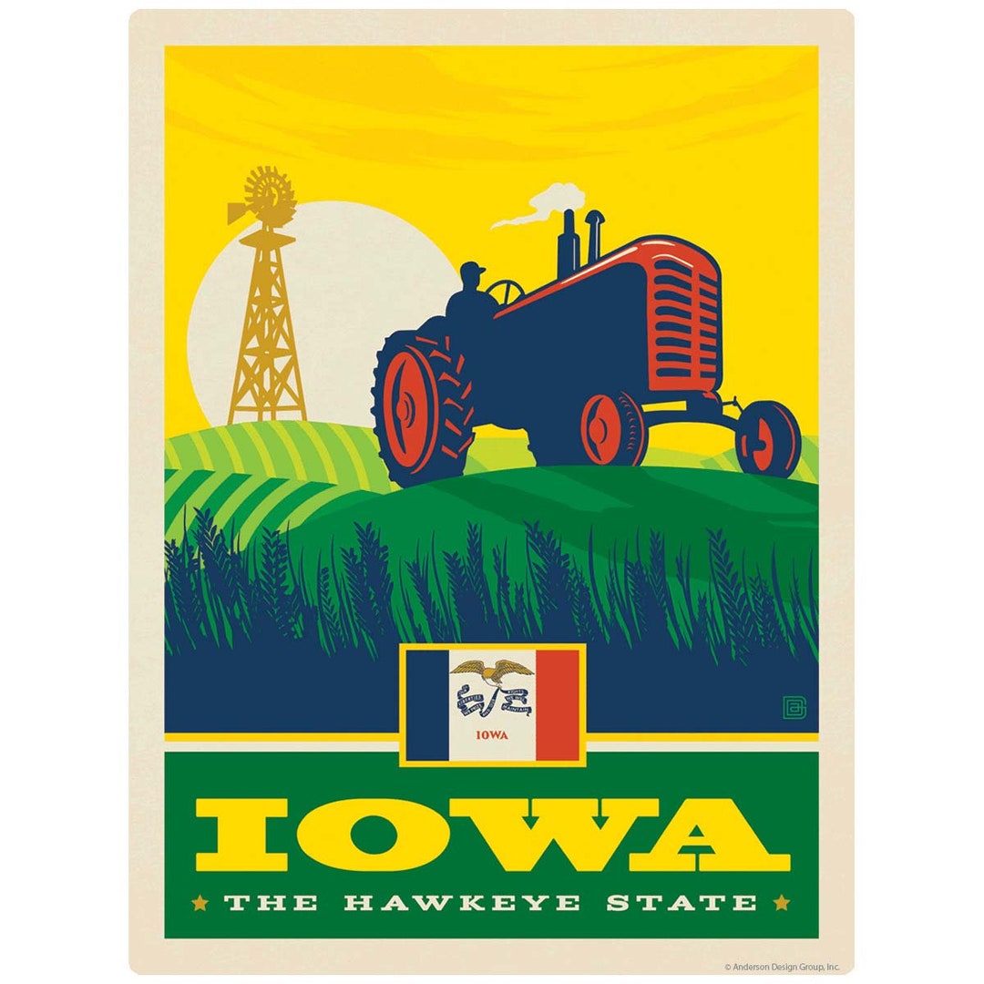 Iowa Hawkeye State Tractor Vinyl Stickerlaptop Decalbumper Stickercar ...