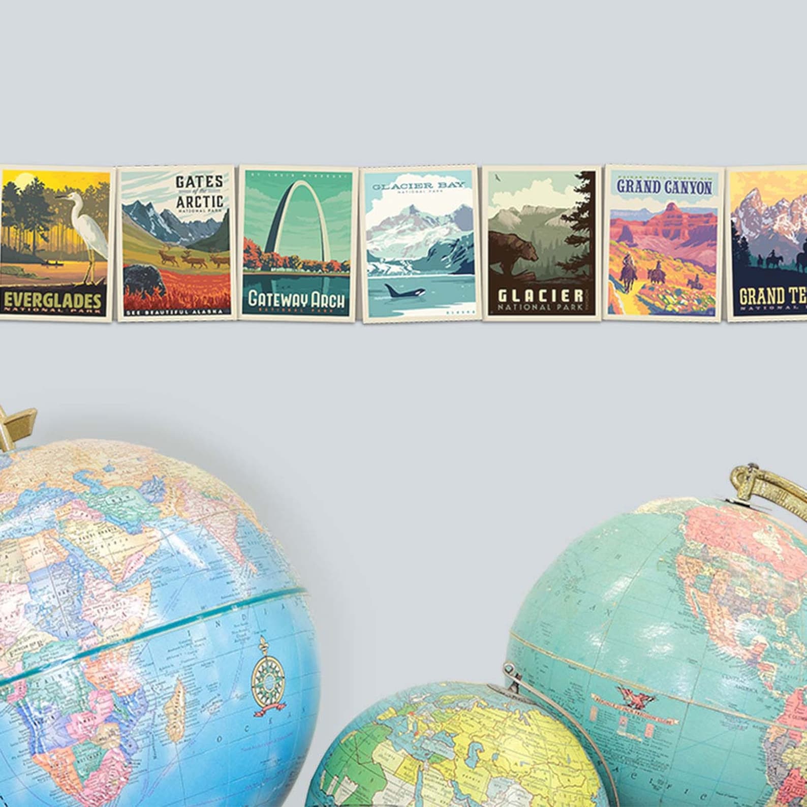 National Parks Wall Border Set, Includes 7 Peel and Stick 48W Inch X 7H ...