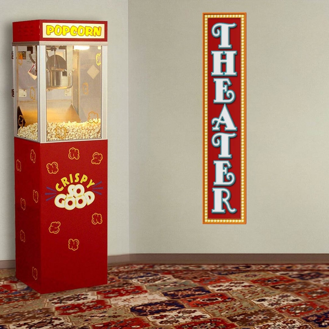 Theater Marquee Tall Wall Decal Lobby Peel and Stick, Retro Home Movie ...