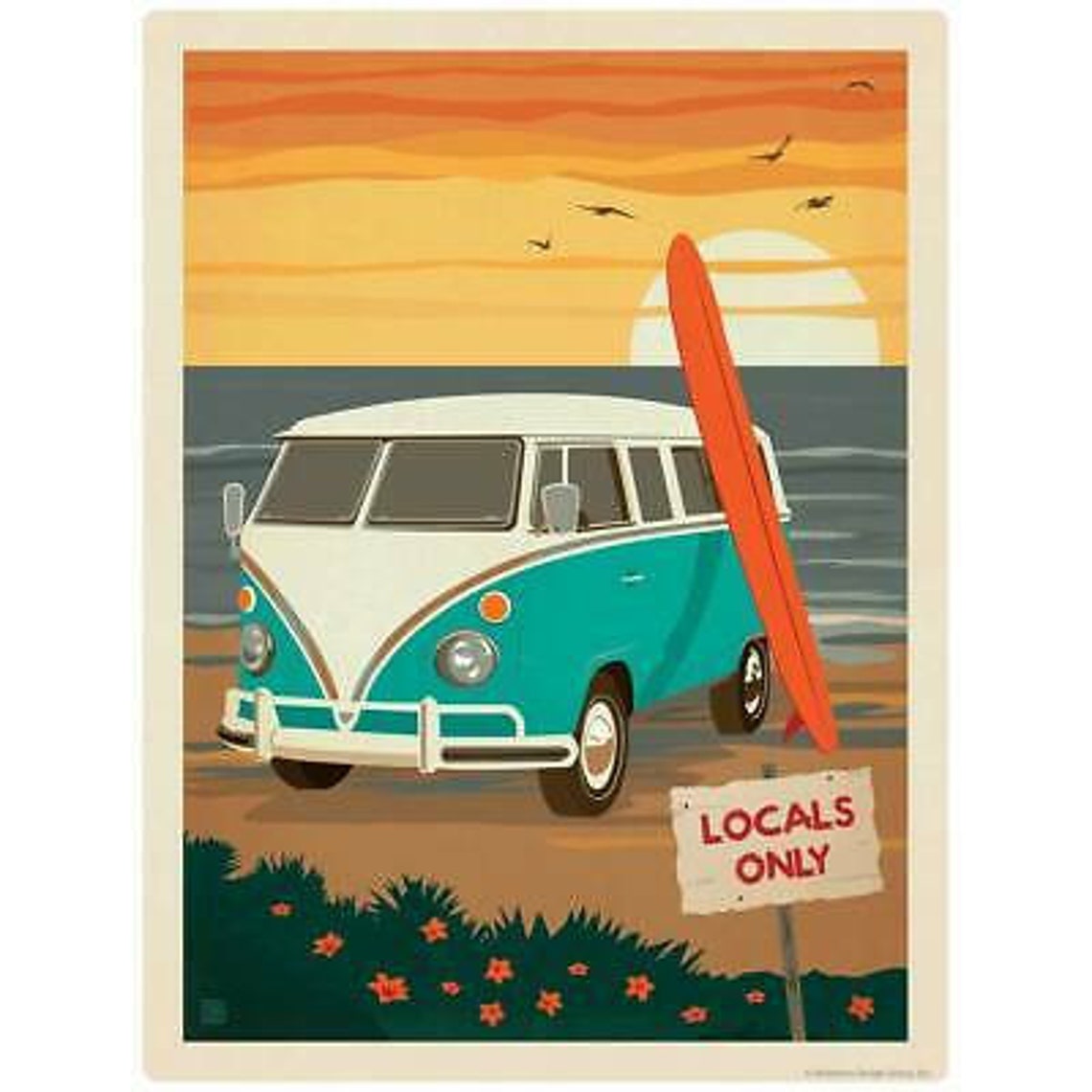 Locals Only Surf Van Decal Peel and Stick Decor - Etsy