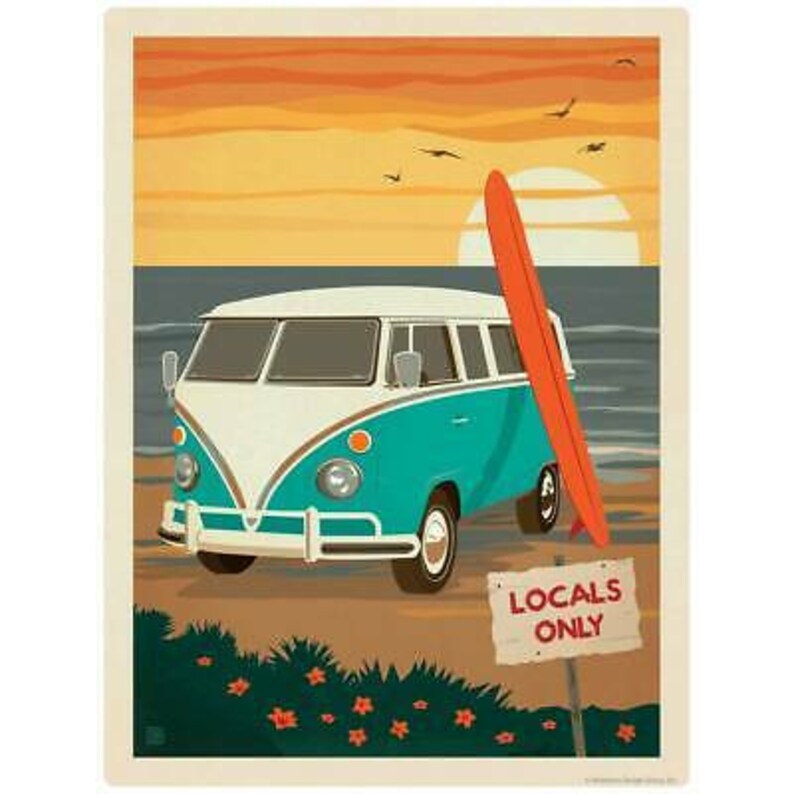 Locals Only Surf Van Decal Peel and Stick Decor - Etsy