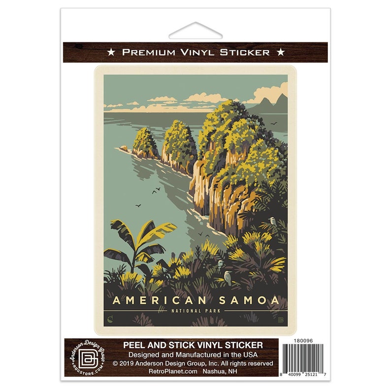 American Samoa National Park Pola Island Vinyl Sticker, Vintage Style ...