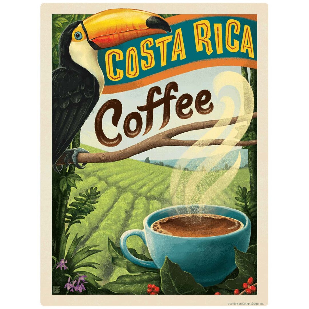 Costa Rica Coffee Vinyl Sticker–laptop Decal–bumper Sticker–car Window ...