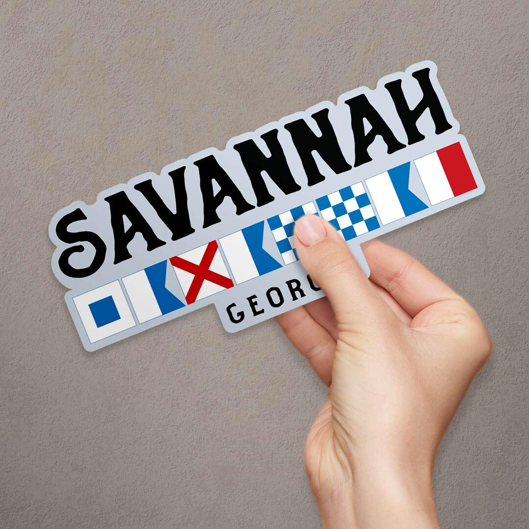 Bumper Sticker; Savannah Georgia Nautical Flag Large Vinyl Sticker, for ...