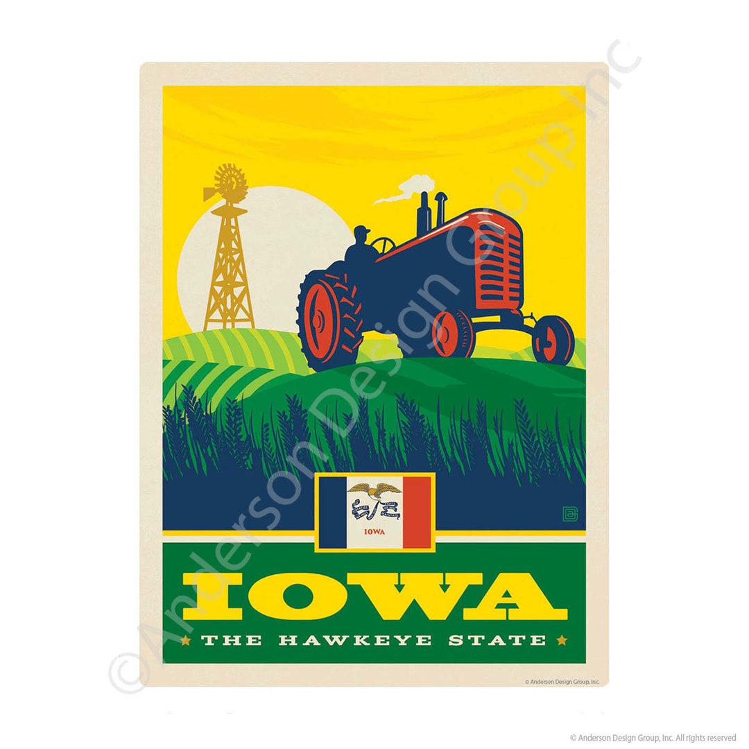Mini Vinyl Sticker Iowa Hawkeye State Tractor, Waterproof State Pride ...